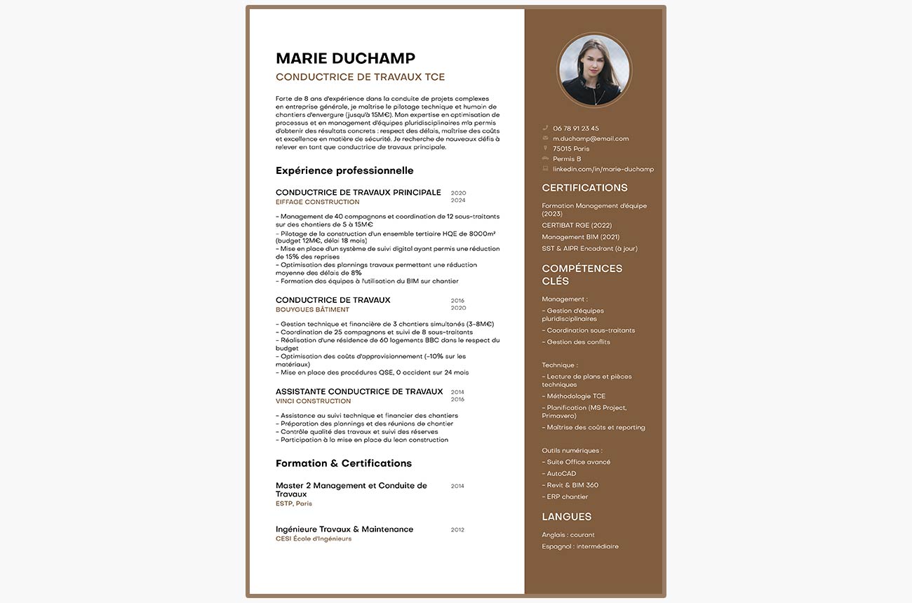 Exemple Cv Conducteur De Travaux Modèle De CV étudiant Créez Un