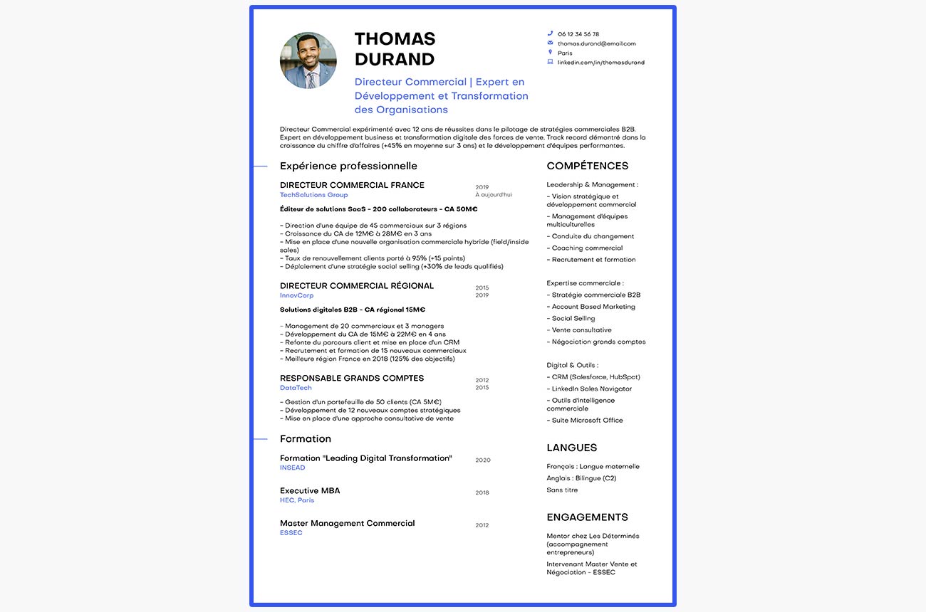 Créer un bon CV de directeur commercial : mode d’emploi