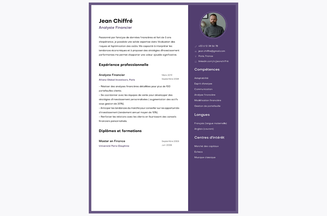 Exemple de CV pour décrocher un poste dans la finance
