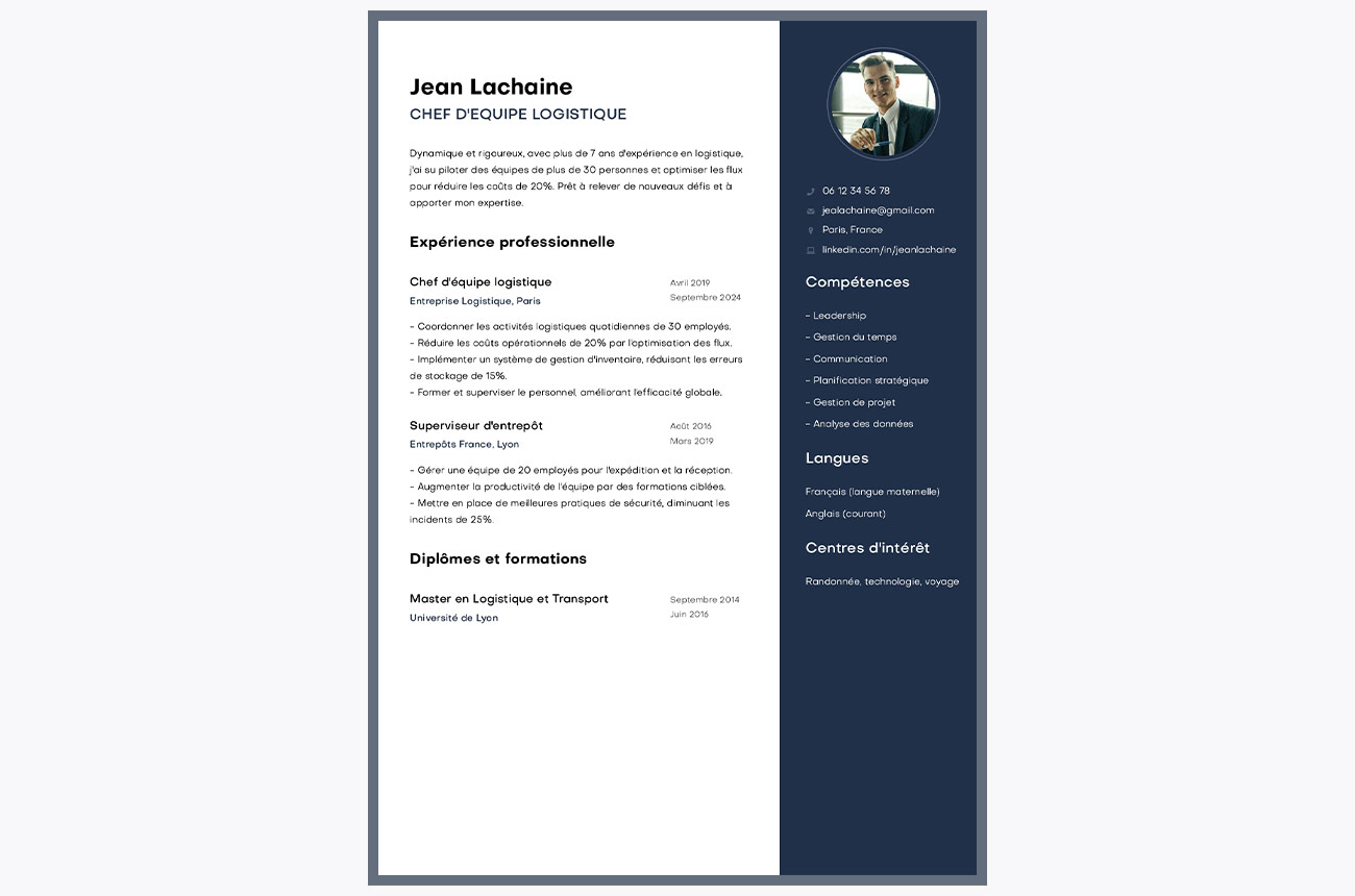 Exemple de CV logistique [responsable, assistant, opérateur]
