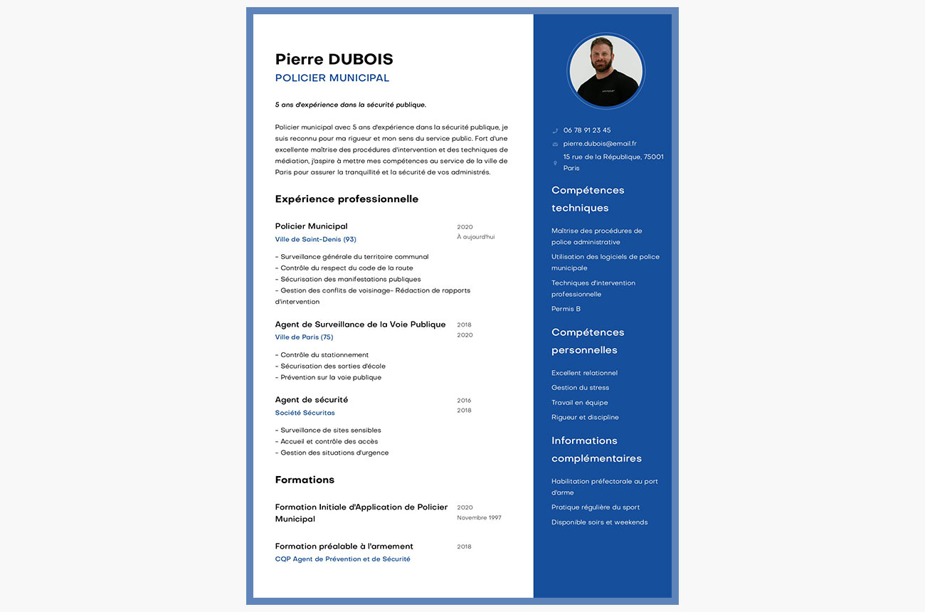 Modèle de CV pour la police municipale à personnaliser