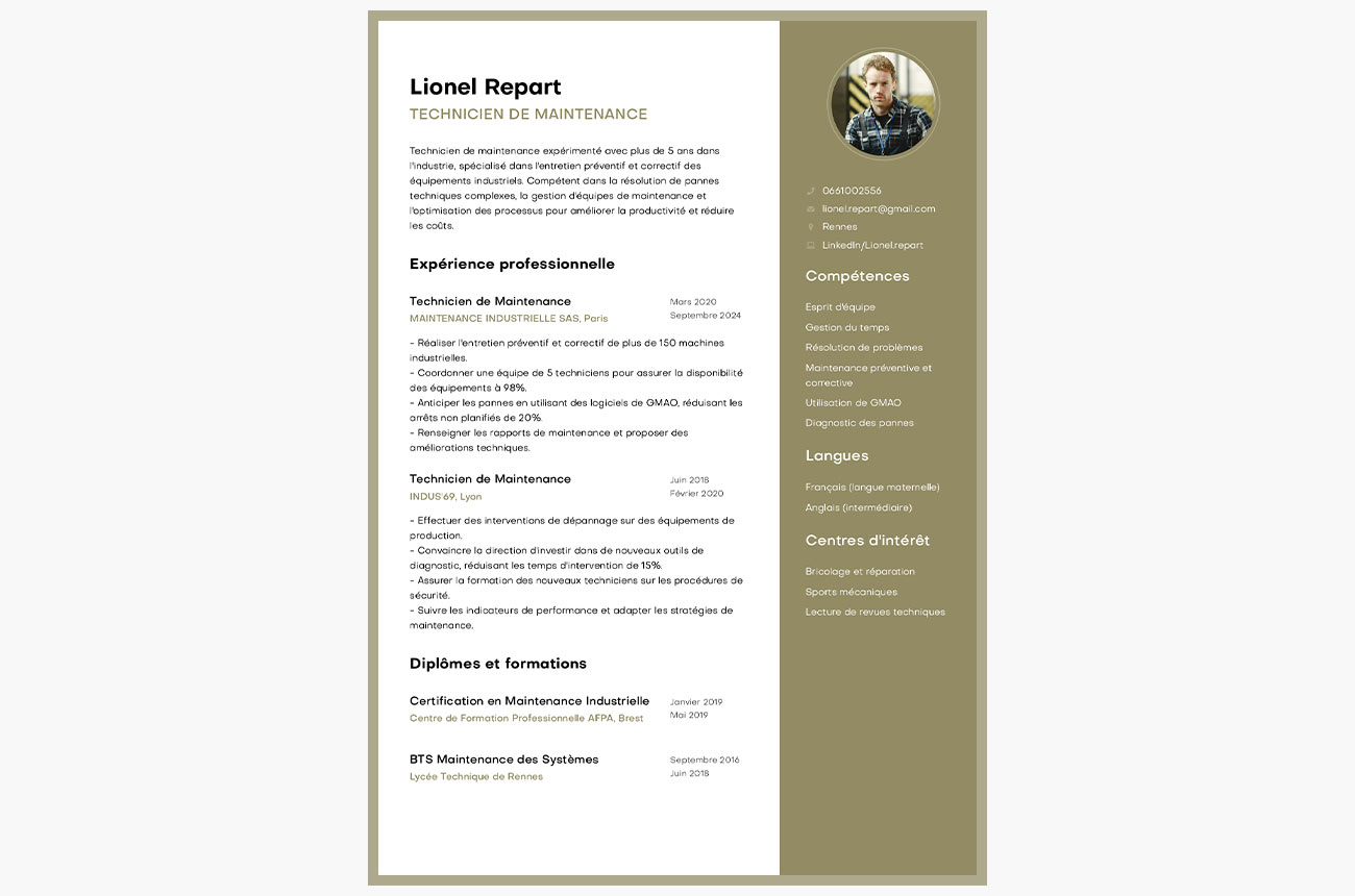 CV de technicien de maintenance : exemples et compétences